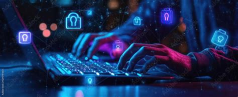 Cyber Hacker Typing Code In Dark Room With Ai Chatbot Protecting Digital Privacy And Security In