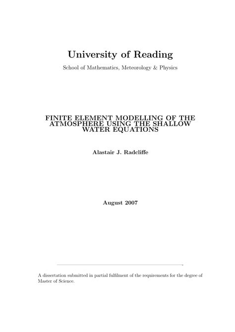 Pdf Finite Element Modelling Of The Atmosphere Using The Shallow Water Equations