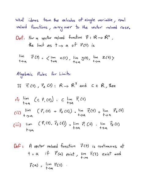 Lecture 4 Single Variable Vector Valued Functions What Ideas From