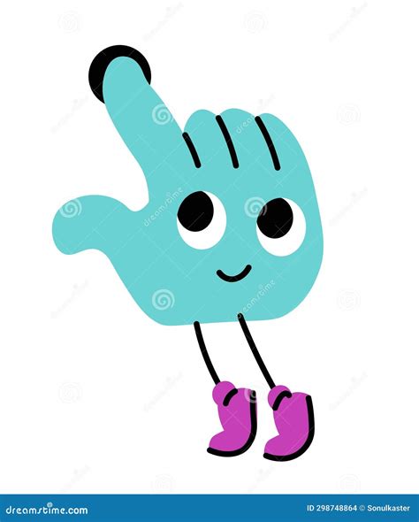 hand cartoon character pressing button gesture stock illustration