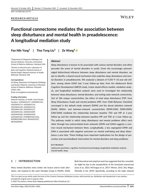 Functional Connectome Mediates The Association Bet Pdf Mental