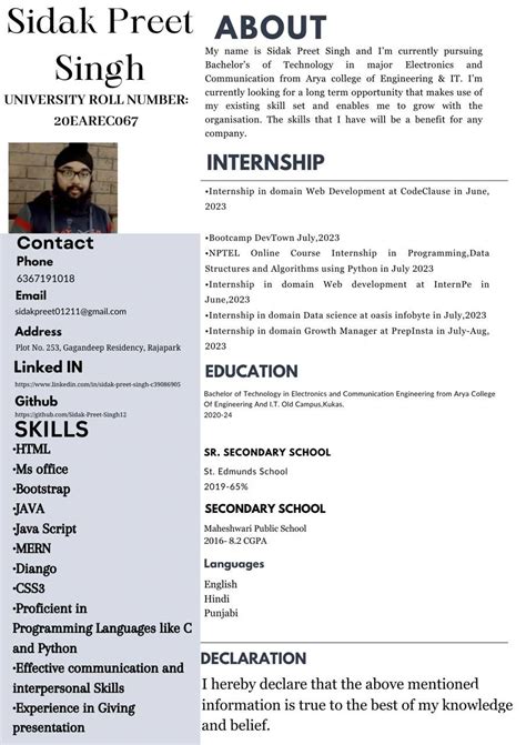Sidak Preet Singh On Linkedin Updated Resume