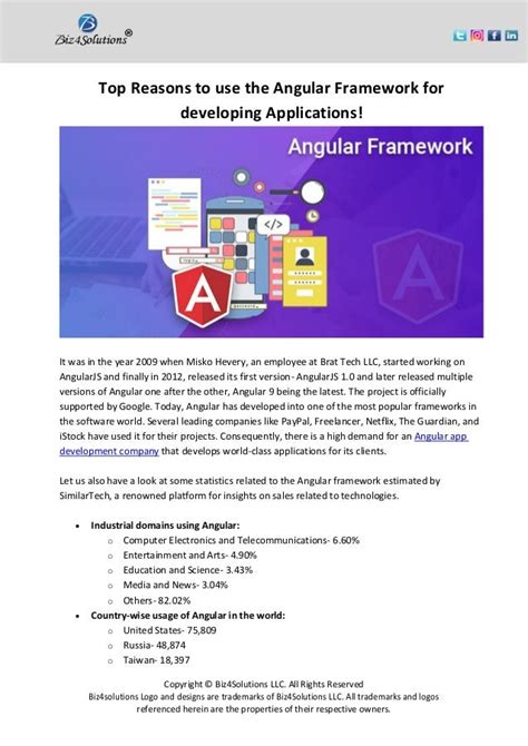 Top Reasons To Use The Angular Framework For Developing Applications