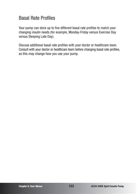 Advanced User Menu 122 Accu Chek Insulin Pump Specs