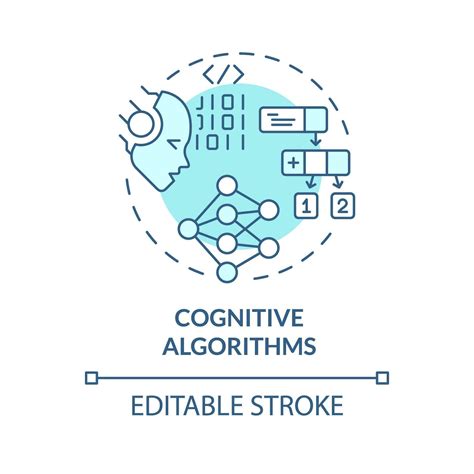 2d Editable Blue Cognitive Algorithms Icon Monochromatic Isolated Vector Thin Line