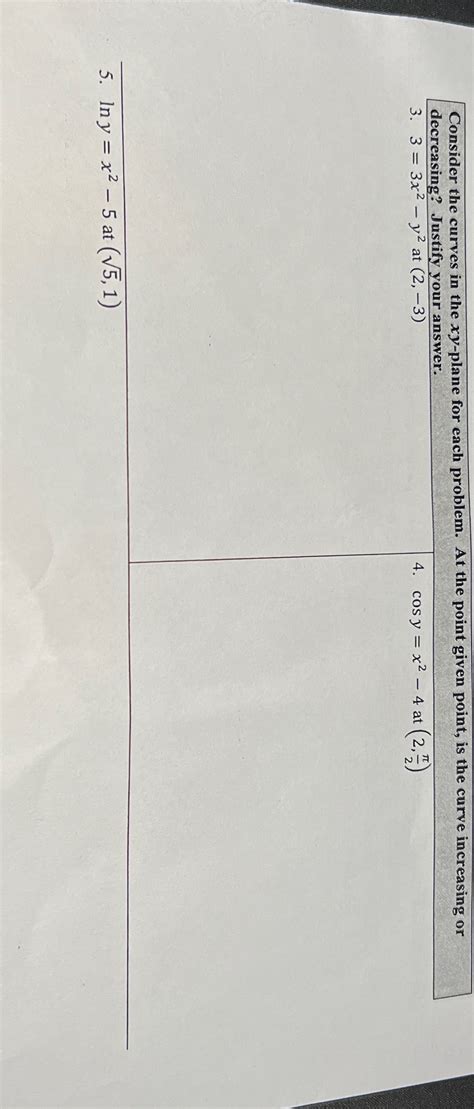 Solved Consider The Curves In The Xy Plane For Each Problem Chegg Com