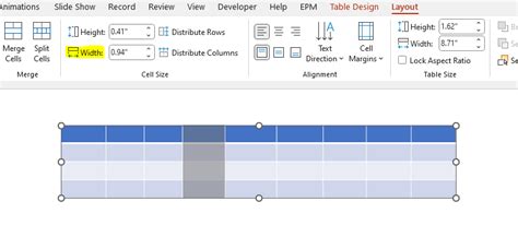 Powerpoint Table Widen A Column Without Shrinking Other Columns