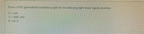 Solved Draw A Gtg Generalized Transition Graph For The