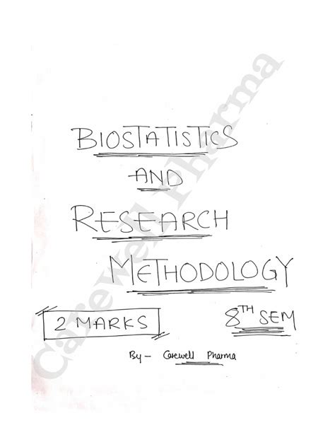 Biostatistics And Research Methodology 2 Marks Most Important Questions Pdf