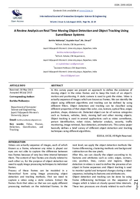 Pdf A Review Analysis On Real Time Moving Object Detection And Object