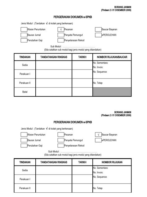 Format Borang Pergerakan Dokumen And Senarai Semak Pdf