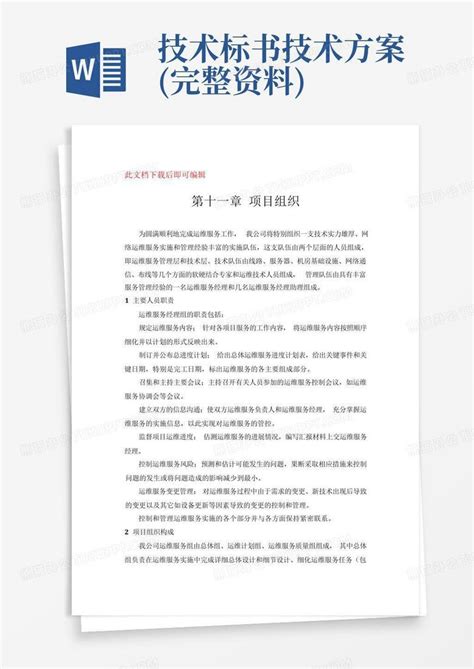 技术标书技术方案 完整资料 Word模板下载 编号qmnjjrvx 熊猫办公