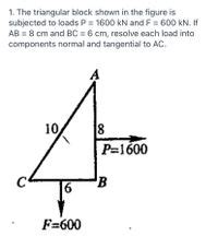 Answered The Triangular Block Shown In The Figure Is Subjected To Loads P KN And F
