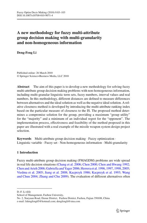 Pdf A New Methodology For Fuzzy Multi Attribute Group Decision Making With Multi Granularity