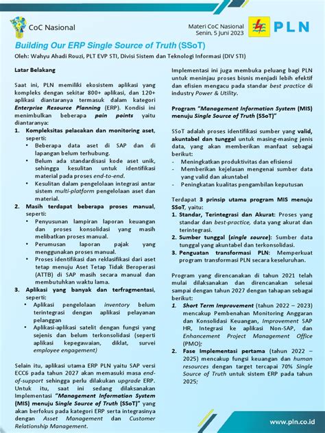 Materi Coc Nasional Building Our Erp Single Source Of Truth Ssot Pdf