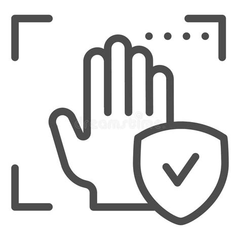 Palm Recognition Approved Line Icon Verification Palmprint System Accepted Vector Illustration