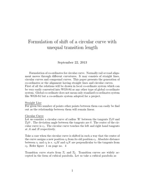 Formulation Of Shift Of A Circular Curve Pdf Pdf Coordinate System Trigonometric Functions