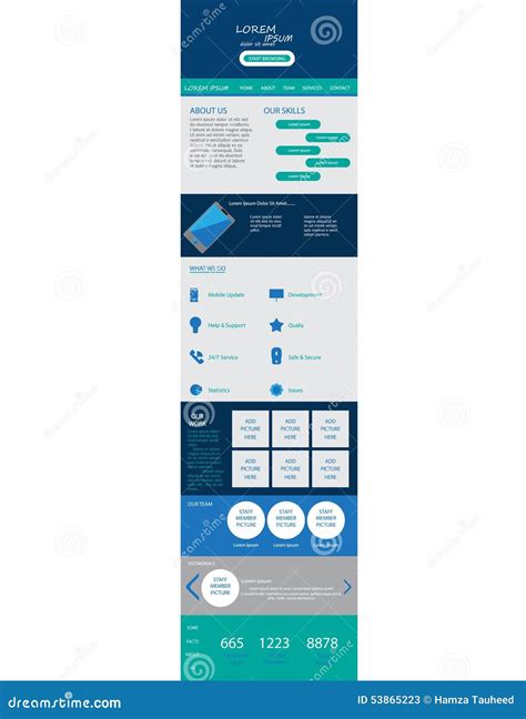 Stylish Website Template Portfolio Layout Stock Vector Illustration