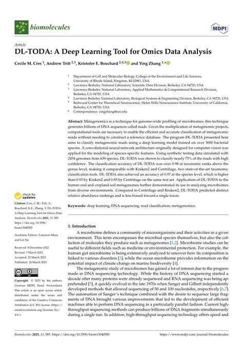 Pdf Dl Toda A Deep Learning Tool For Omics Data Analysis