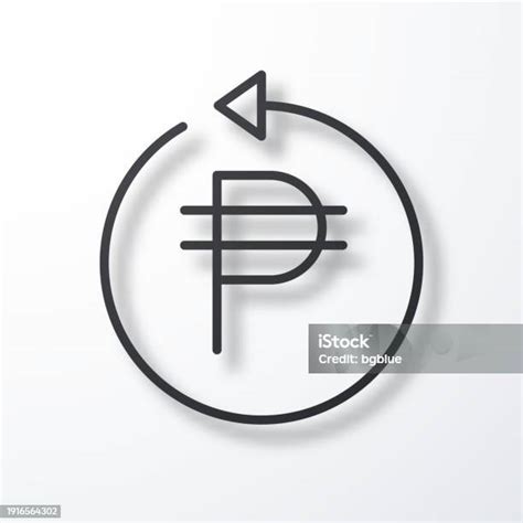 뒤로 화살표가 있는 페소 흰색 배경에 그림자가 있는 선 아이콘 0명에 대한 스톡 벡터 아트 및 기타 이미지 0명 3차원 형태 가격 Istock
