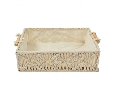 Buy Macrame Wireframe Desk Tray Basket Rectangle 18x20x4 Inch At 27