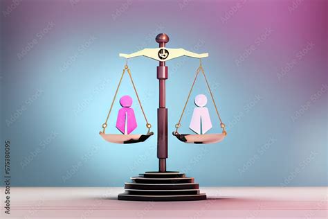 Generative AI Illustration Of Gender Equality Concept Male And Female With Symbol On The Scales