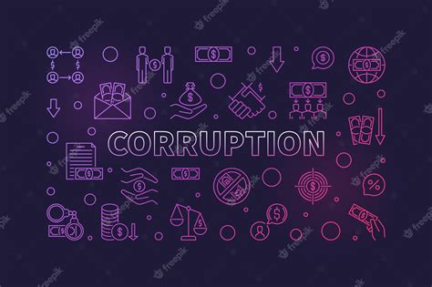 Premium Vector Corruption Concept Linear Horizontal Banner Vector