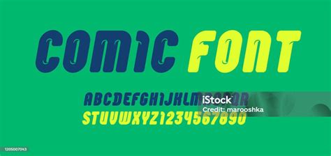 만화 둥근 글꼴 응축 굵은 알파벳 디자인 벡터 그림에 대한 현대적인 문자와 숫자 School Carnival에 대한 스톡 벡터 아트 및 기타 이미지 School