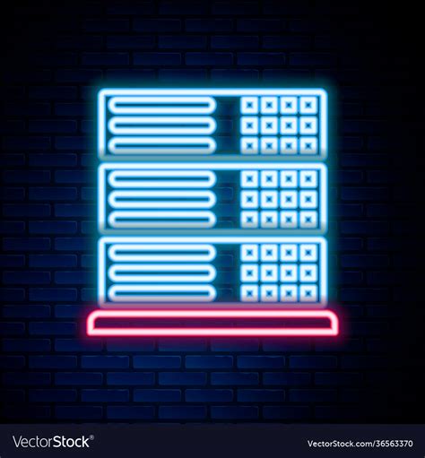Glowing Neon Line Server Data Web Hosting Icon Vector Image