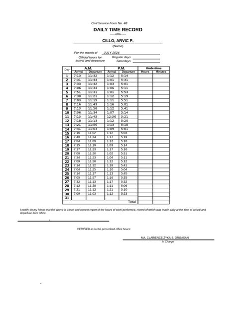 Appendix 24 Daily Time Record Dtr Pdf