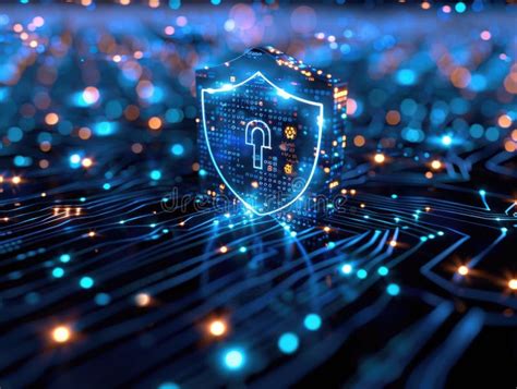 Digital Shield With Padlock And Data Lines Representing Advanced Cybersecurity And Digital