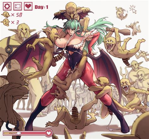 Ttf Morrigan Aensland Darkstalkers Absurdres Highres Girl Babes Between Legs Breasts