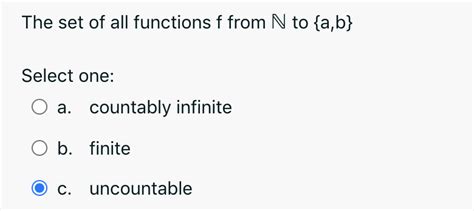 solved the set of all functions f from n to {a b} select