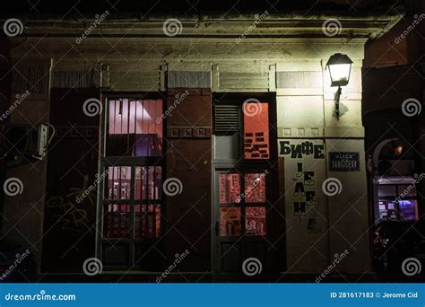 Novi Sad Serbia March 26 2022 Selective Blur On The Entrance Of An Old Kafana A