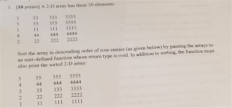 Solved 1 110 Points A 2 D Array Has These 20 Clements 2