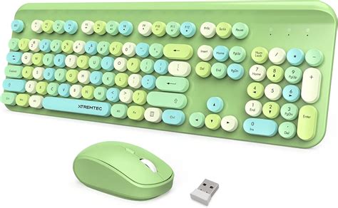 Xtremtec Cute Wireless Keyboard Mouse Combo Green 2 4g Cordless Full