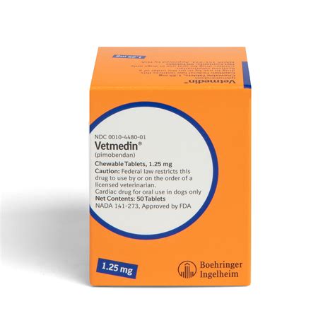 Vetmedin (pimobendan) Chewable Tablets for Dogs, 1.25 mg, 50 Chewable ...