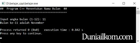 Latihan Kode Program C Menentukan Nama Bulan 2 Duniailkom