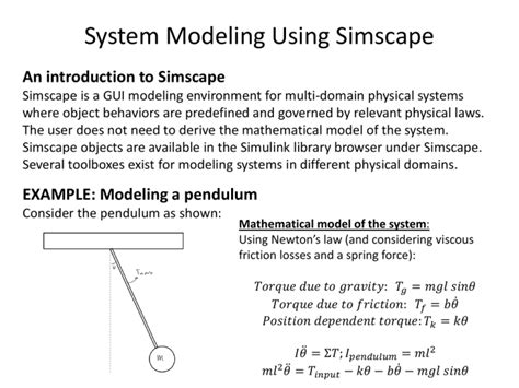 Simscape System Modeling Pendulum Example