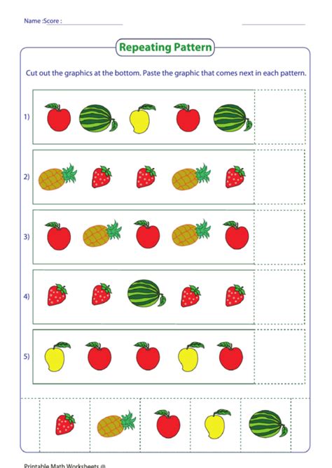 Repeating Pattern Worksheet Fruit Printable Pdf Download