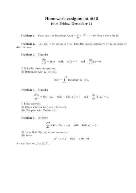 5 Solved Problems On Partial Differential Equations Homework 10 Math 412 Docsity