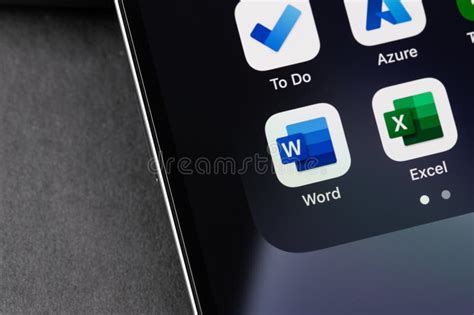 Microsoft Word Excel Mobile Apps On The Screen Smartphone Microsoft