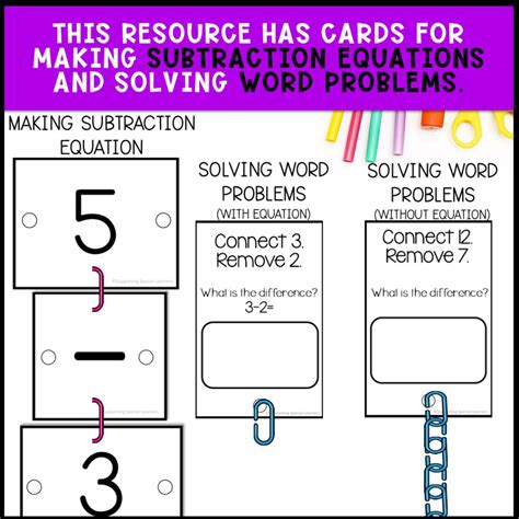 Subtraction Linking Chains Fine Motor Activity Math Centers