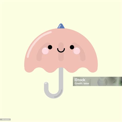 귀여운 웃는 열린 우산 만화 캐릭터 이모티콘 캐릭터 아이콘입니다 카와이 만화 스타일의 벡터 그림입니다 우산에 대한 스톡 벡터 아트 및 기타 이미지 Istock