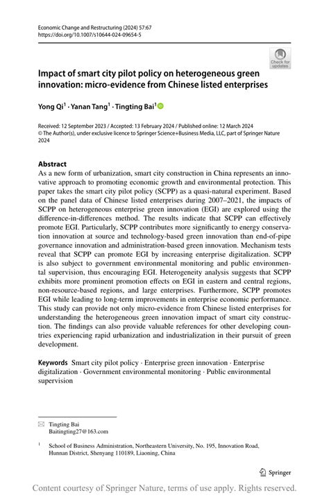 Impact Of Smart City Pilot Policy On Heterogeneous Green Innovation Micro Evidence From Chinese
