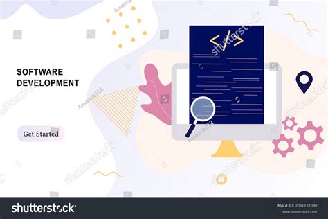 Landing Page Software Development Coding Process Stock Vector Royalty