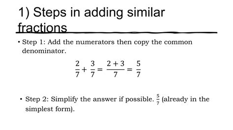Addition Of Fractions And Mixed Numbers Pptx