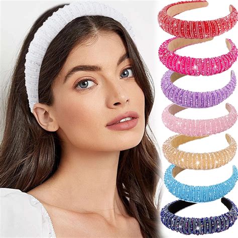 Rhinestone Headband Women Padded Headband Cute Fancy Bling Diamond