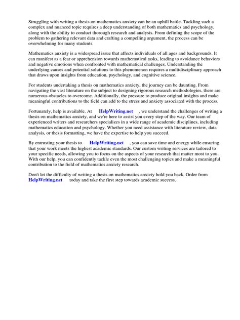 thesis about mathematics anxiety pdf teaching mathematics anxiety