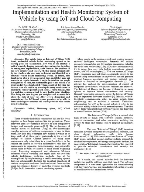 implementation and health monitoring system of vehicle by using iot and